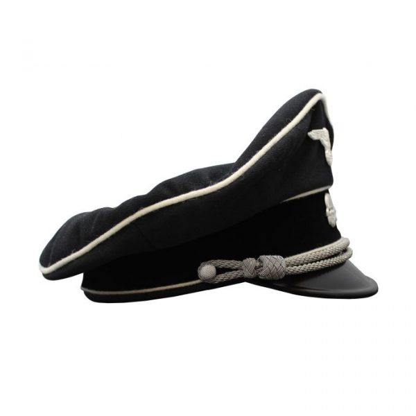 ALLGEMEINE SS OFFICER BLACK GARBADINE VIS0R CAP SS-VT DIENSTKAPPE ...