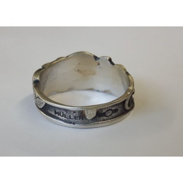 GERMAN WW2 SS SKULL RING WITH SERPENTS - WARSTUFF.COM