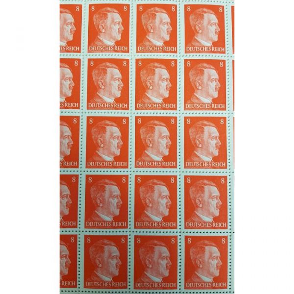 FULL AND COMPLETE GERMAN WWII HITLER HEAD STAMP SHEET OF 100 STAMPS 8 ...