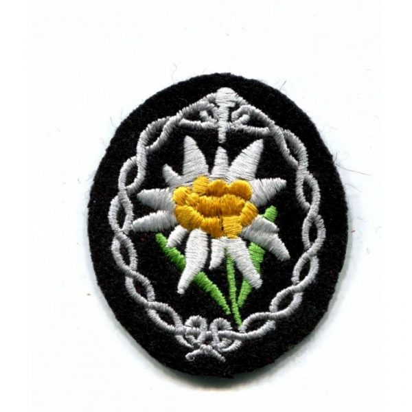 GERMAN SS EDELWEISS SLEEVE EAGLE ENLISTED MAN BLACK BACKING - WARSTUFF.COM
