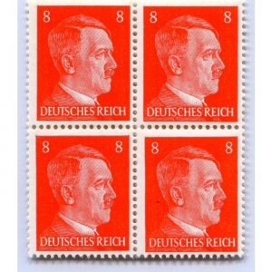 GERMAN WWII HITLER HEAD STAMP OF 4 STAMPS 8 RPF VALUE - WARSTUFF.COM