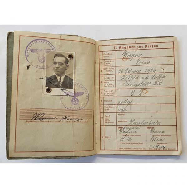 WEHRPASS WW2 GERMAN SOLDIER MILITARY PASS WWII GERMAN INDENTIFICATION ...