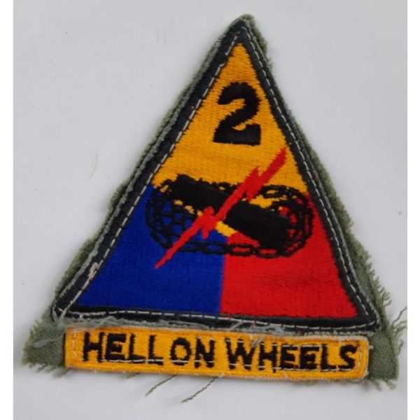 AMERICAN 2ND ARMOURED DIVISION PATCH WITH TAB ORIGINAL - WARSTUFF.COM