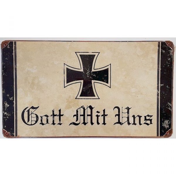 GERMAN GOD WITH US METAL SIGN 8" X 14" - WARSTUFF.COM