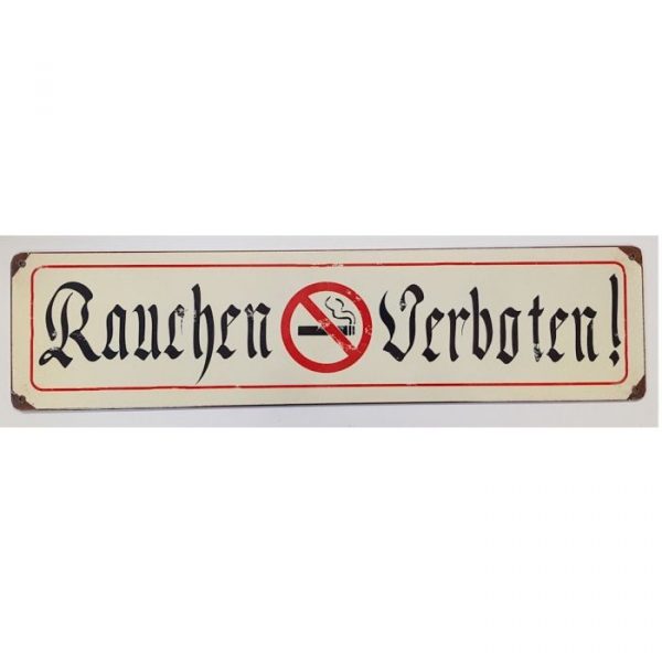GERMAN RAUCHEN VERBOTEN METAL SIGN 5" X 20" - WARSTUFF.COM