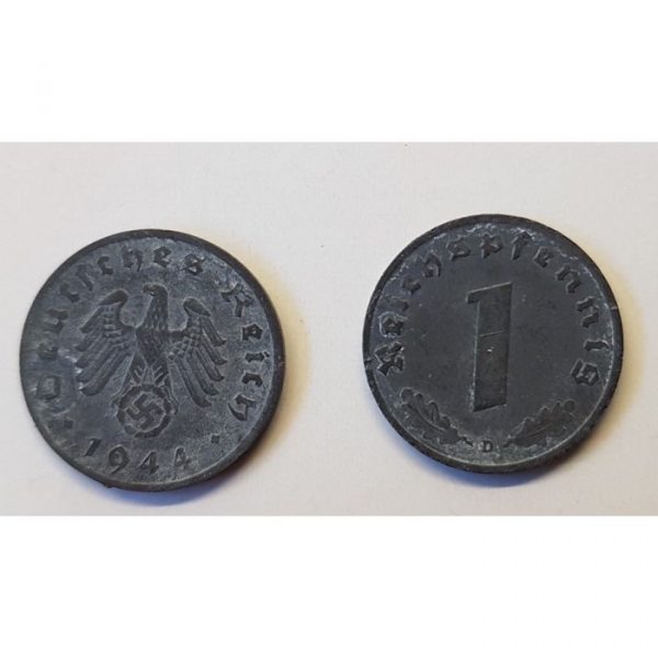 GERMAN THIRD REICH COIN - 1 REICHSFENNING - WARSTUFF.COM