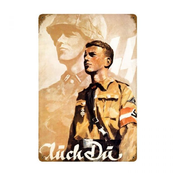 GERMAN SS HITLER YOUTH "THE SS CALLS YOU" METAL SIGN 18" X 12 ...