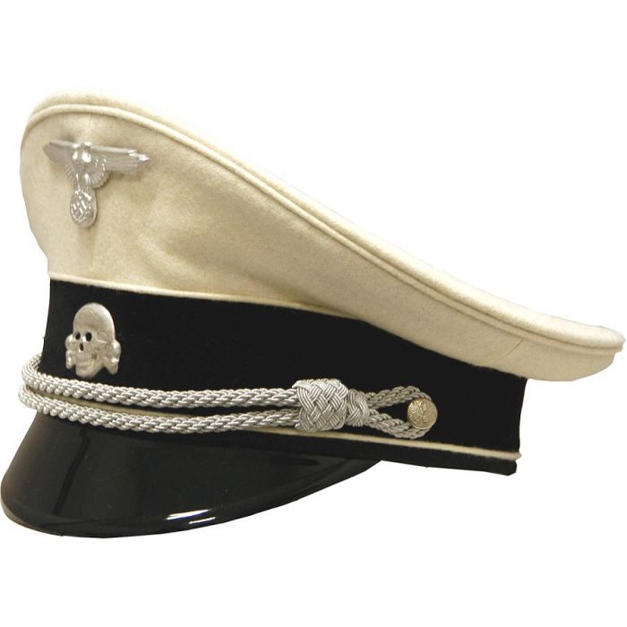 ALLGEMEINE SS OFFICERS WHITE VISOR CAP: GERMAN WWII - WARSTUFF.COM