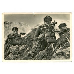 UNSERE WAFFEN SS POST CARD "AT THE MACHINE GUN" - WARSTUFF.COM