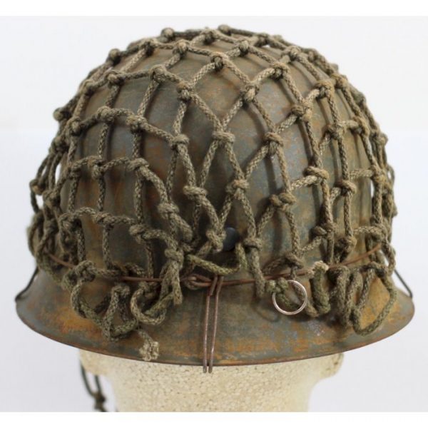 GERMAN WW2 M42 HELMET WITH SINGLE HEER DECAL AND SNIPER VEIL - WARSTUFF.COM