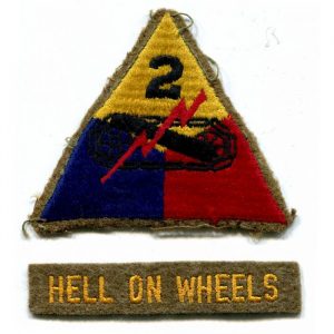 US 2ND ARMOURED EARLY DIVISION PATCH WITH TAB ON WOOL ORIGINAL ...
