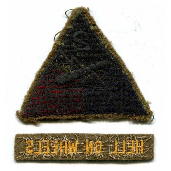 US 2ND ARMOURED EARLY DIVISION PATCH WITH TAB ON WOOL ORIGINAL ...