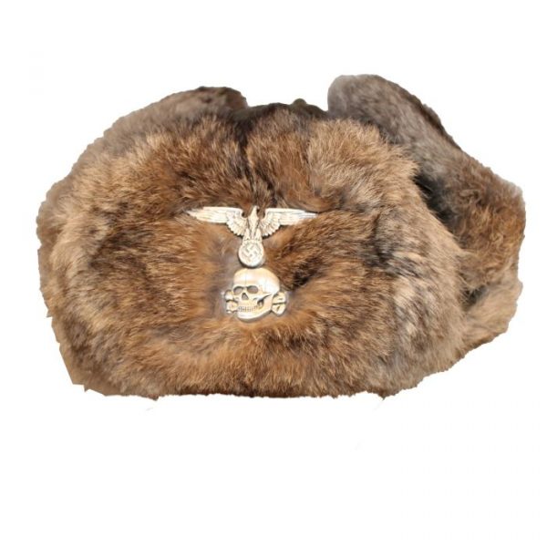 WAFFEN SS OFFICER RUSSIAN FRONT FUR HAT PELZMUTZE - WARSTUFF.COM